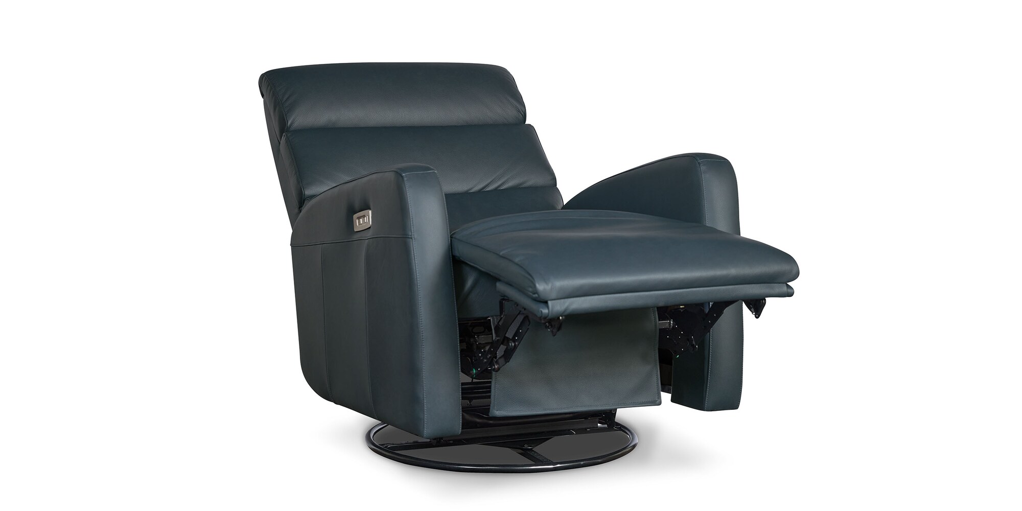 Hudson Leather Track Arm Swivel Glider Power Recliner | Bassett Furniture