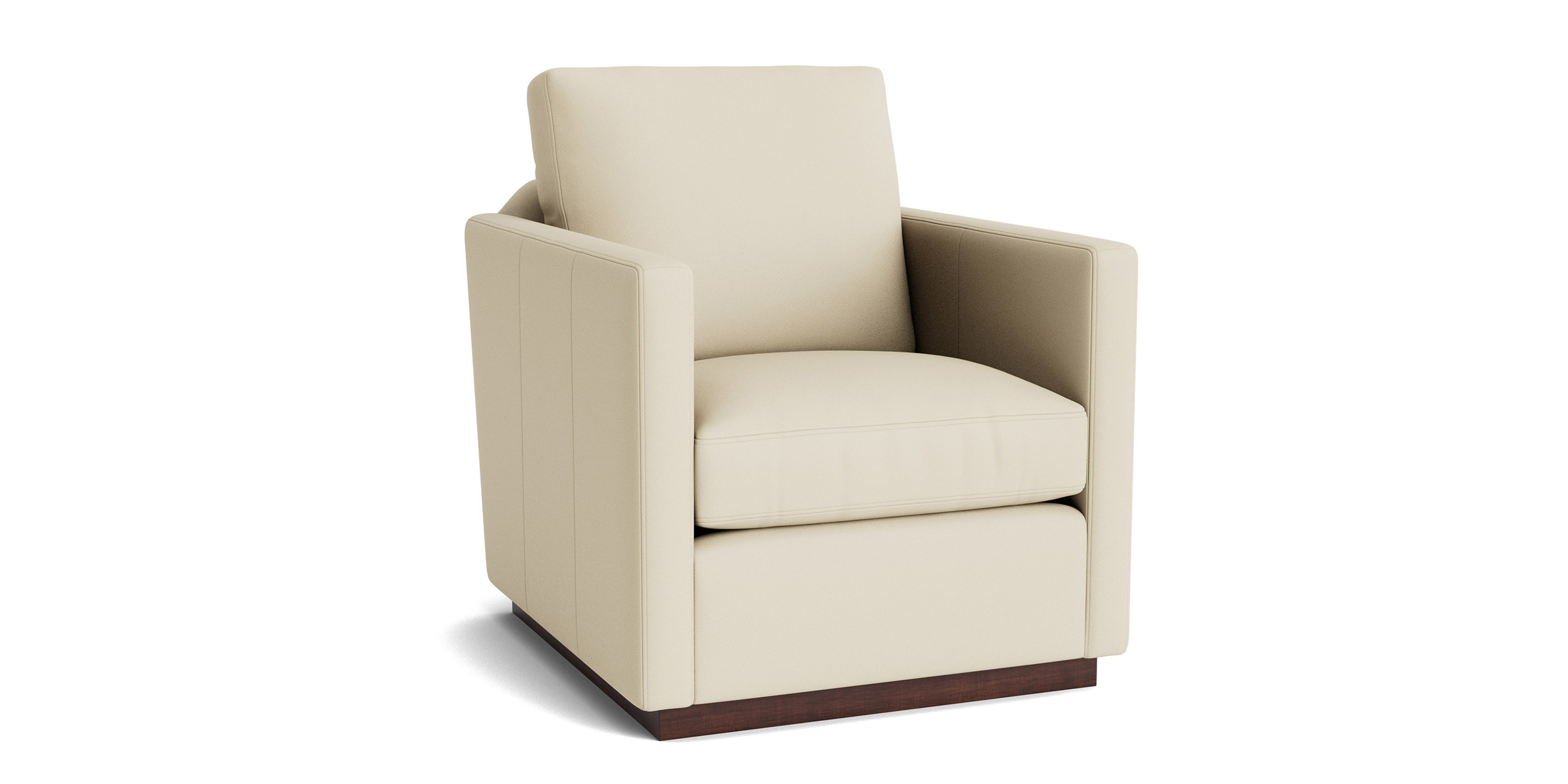 Myles Leather Thin Track Arm Swivel Chair | Bassett Furniture