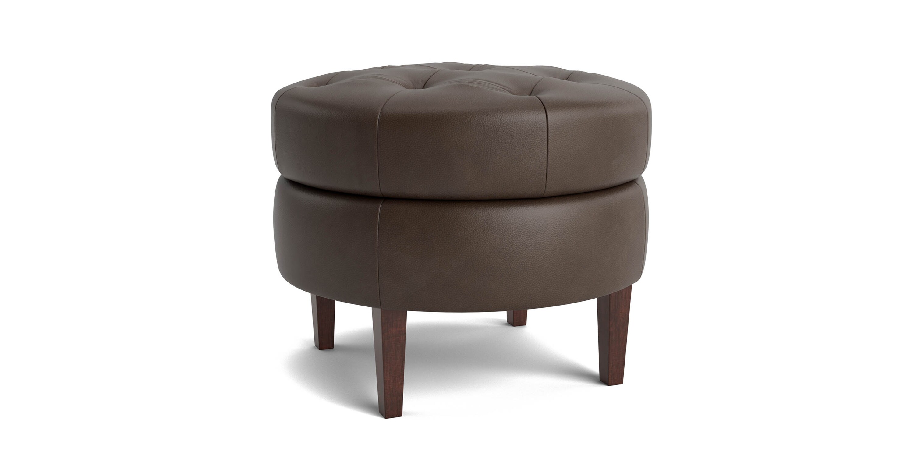 Delway Round Leather Ottoman | Bassett Furniture