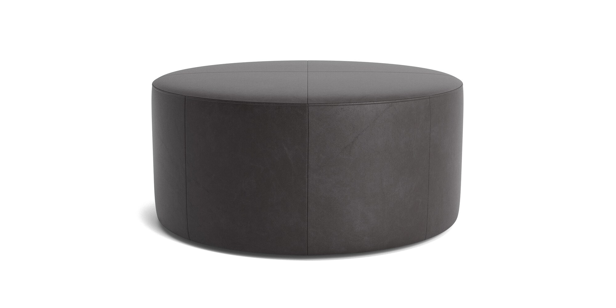 Kelly Leather Round Ottoman | Bassett Furniture