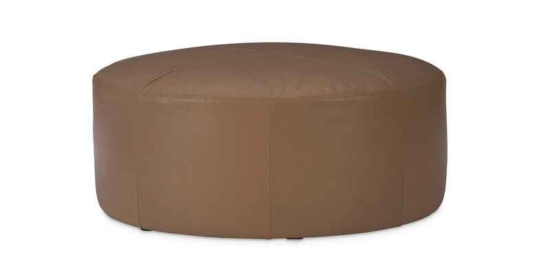 Kelly Leather Round Ottoman | Bassett Furniture