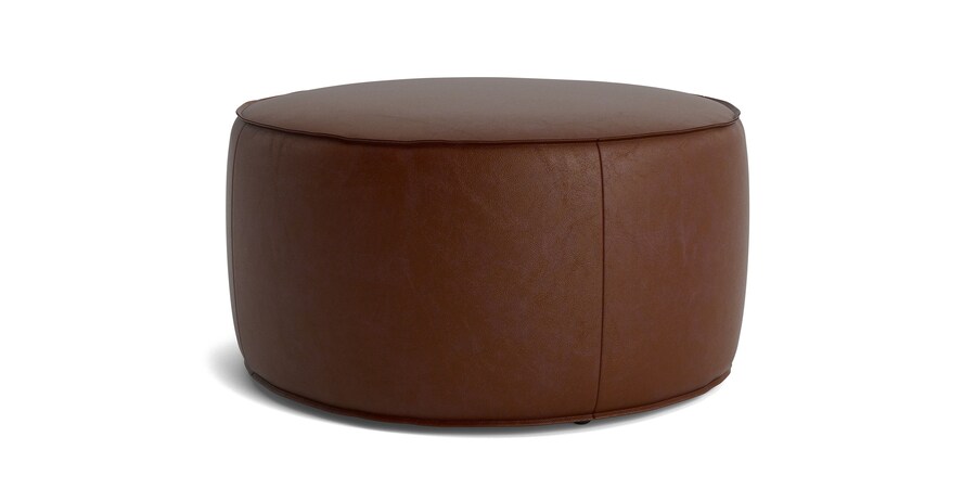 Rhonda Round Leather Ottoman | Bassett Furniture