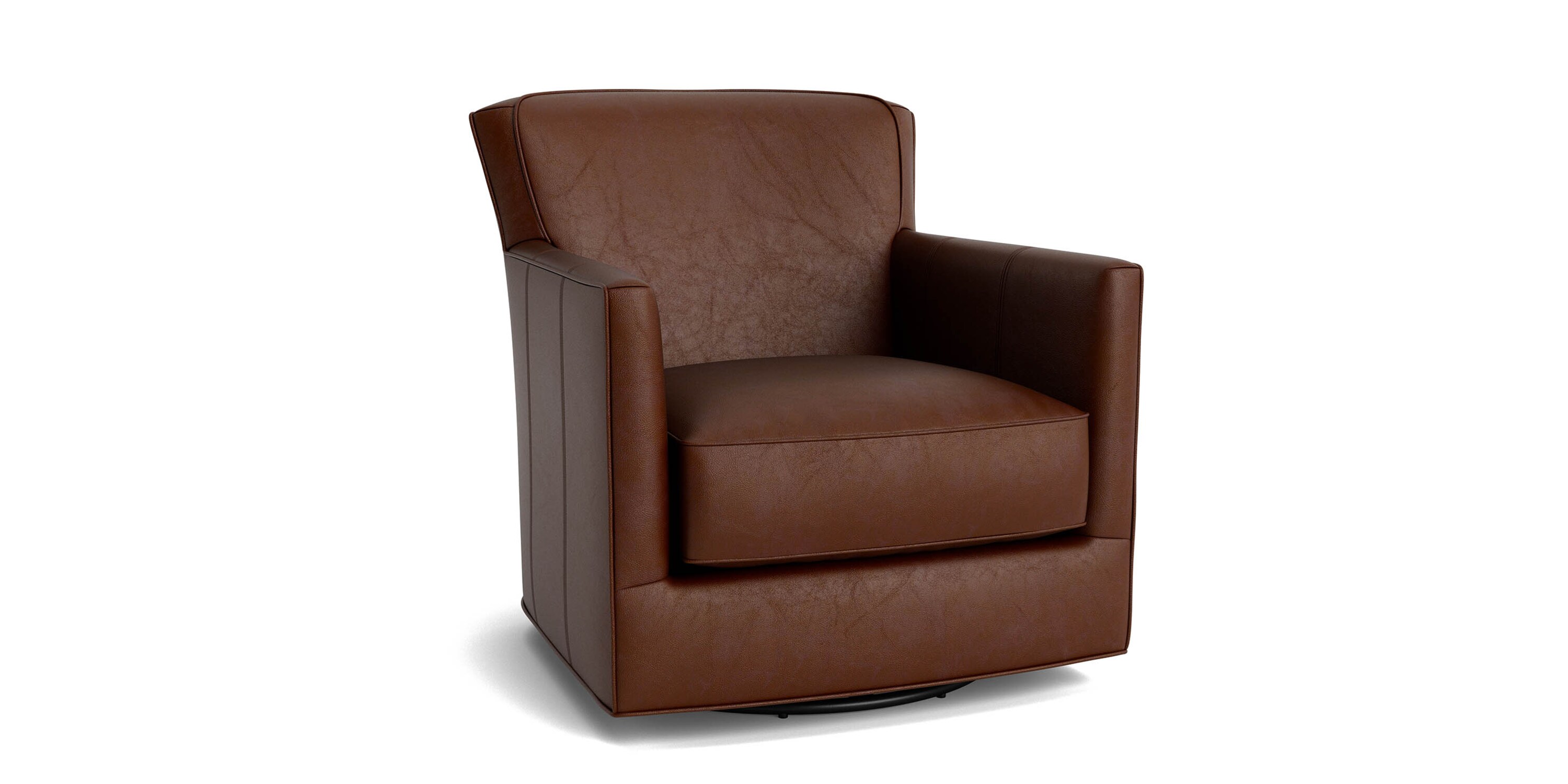 New American Living Leather Thin Track Arm Swivel Chair | Bassett Furniture