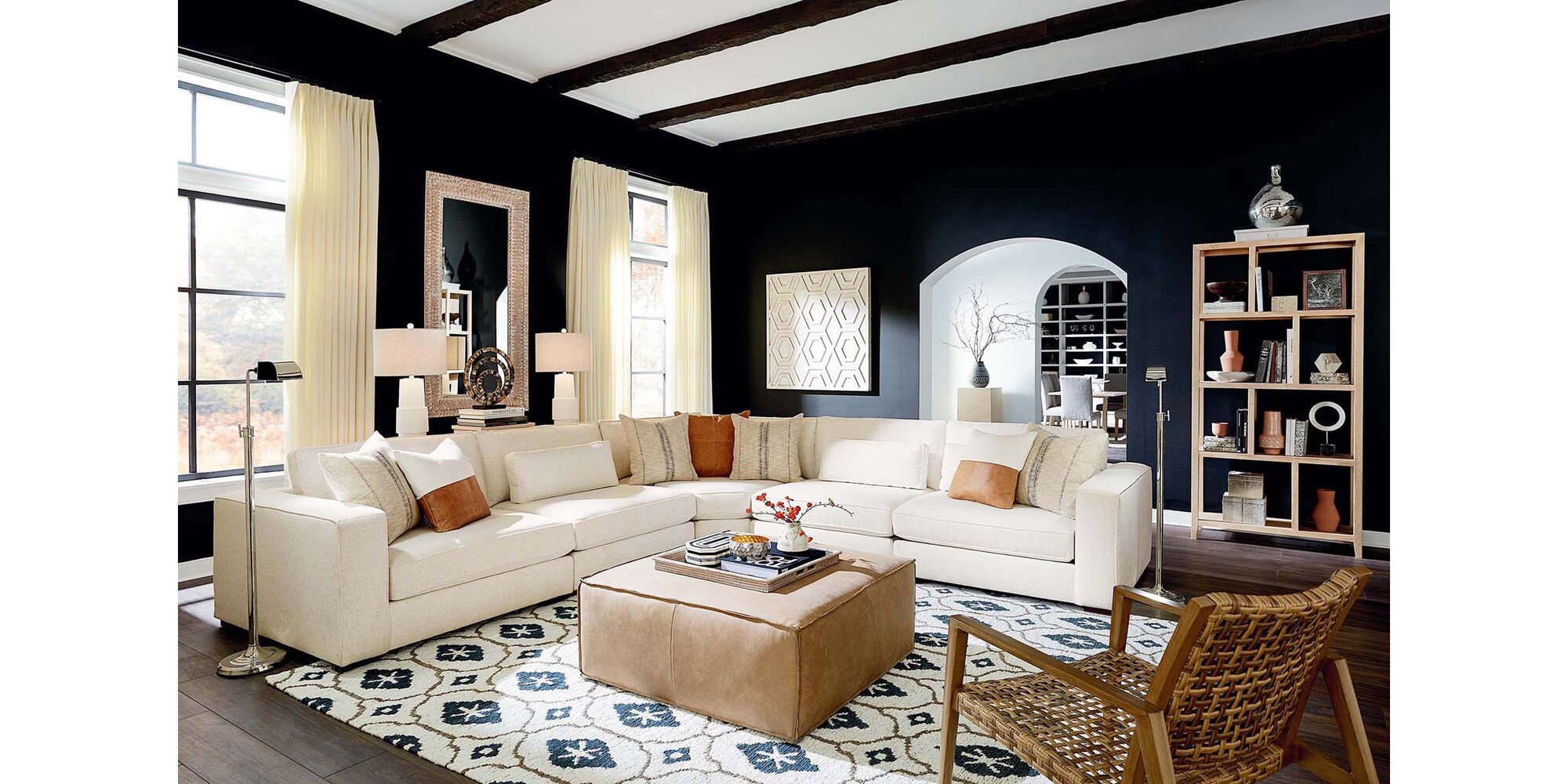 Rhonda Square Leather Ottoman | Bassett Furniture