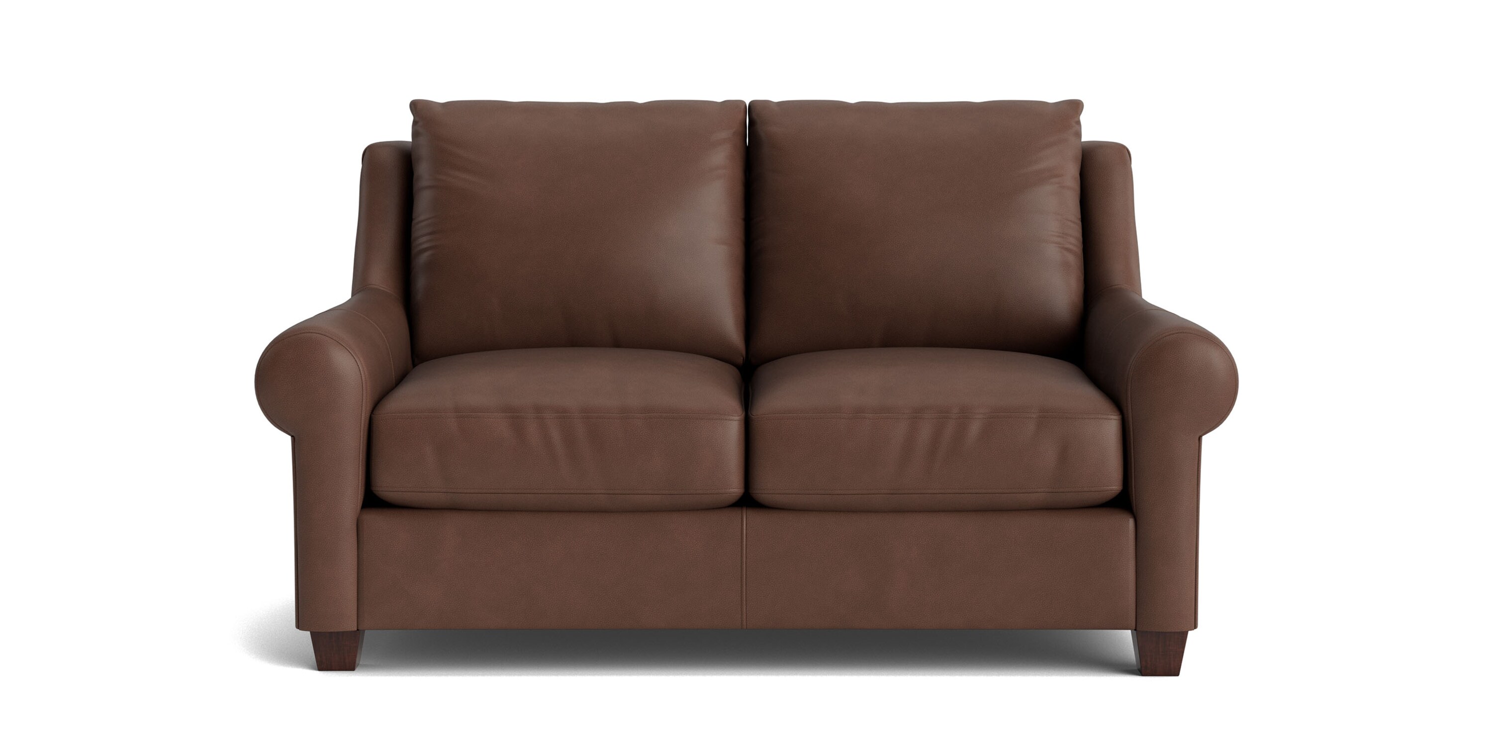 Ellery Leather Roll Arm Loveseat | Bassett Furniture