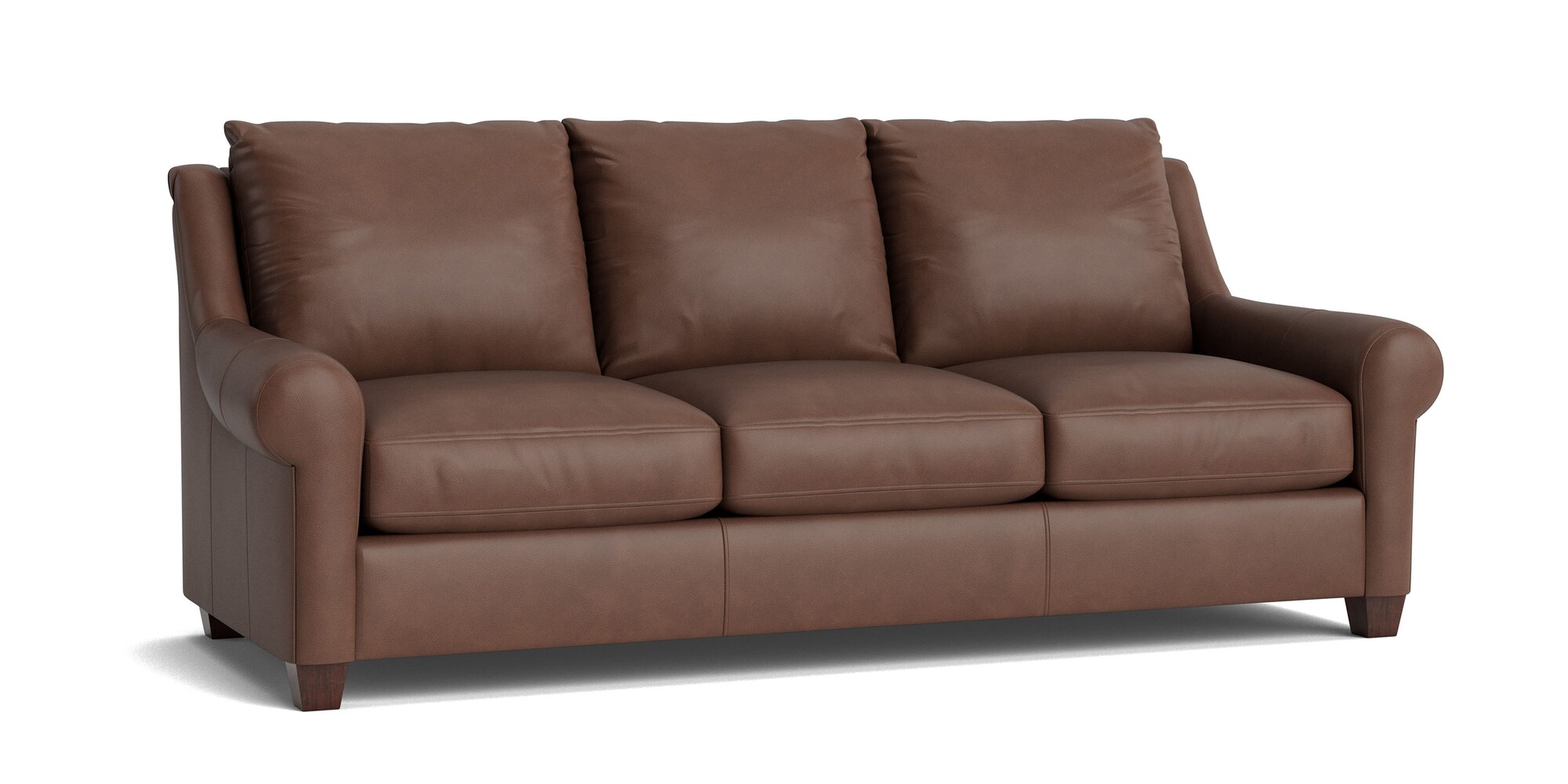Ellery Leather Roll Arm Sofa | Bassett Furniture