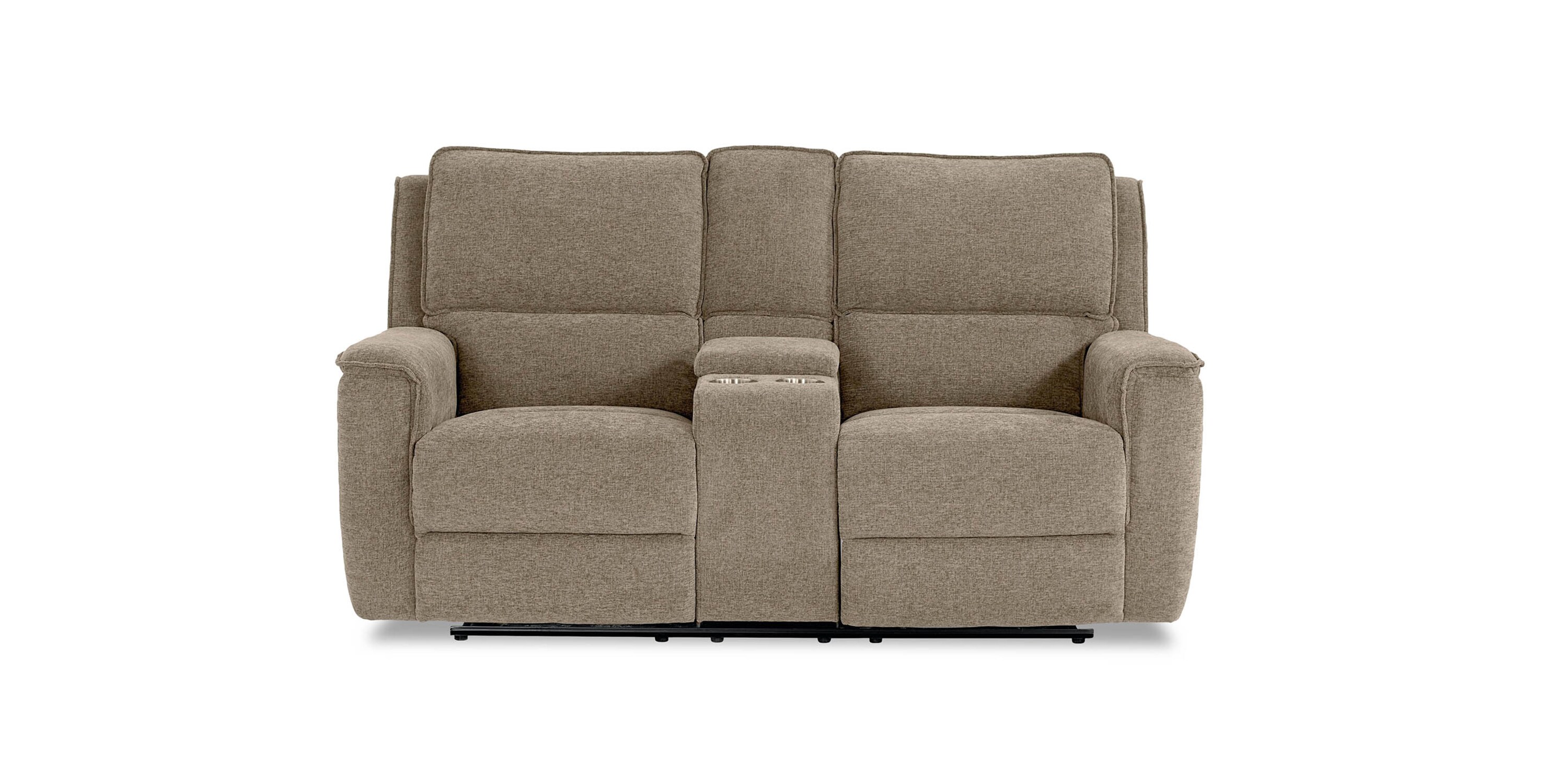 Calvin Power Reclining Loveseat with Center Console | Bassett Furniture