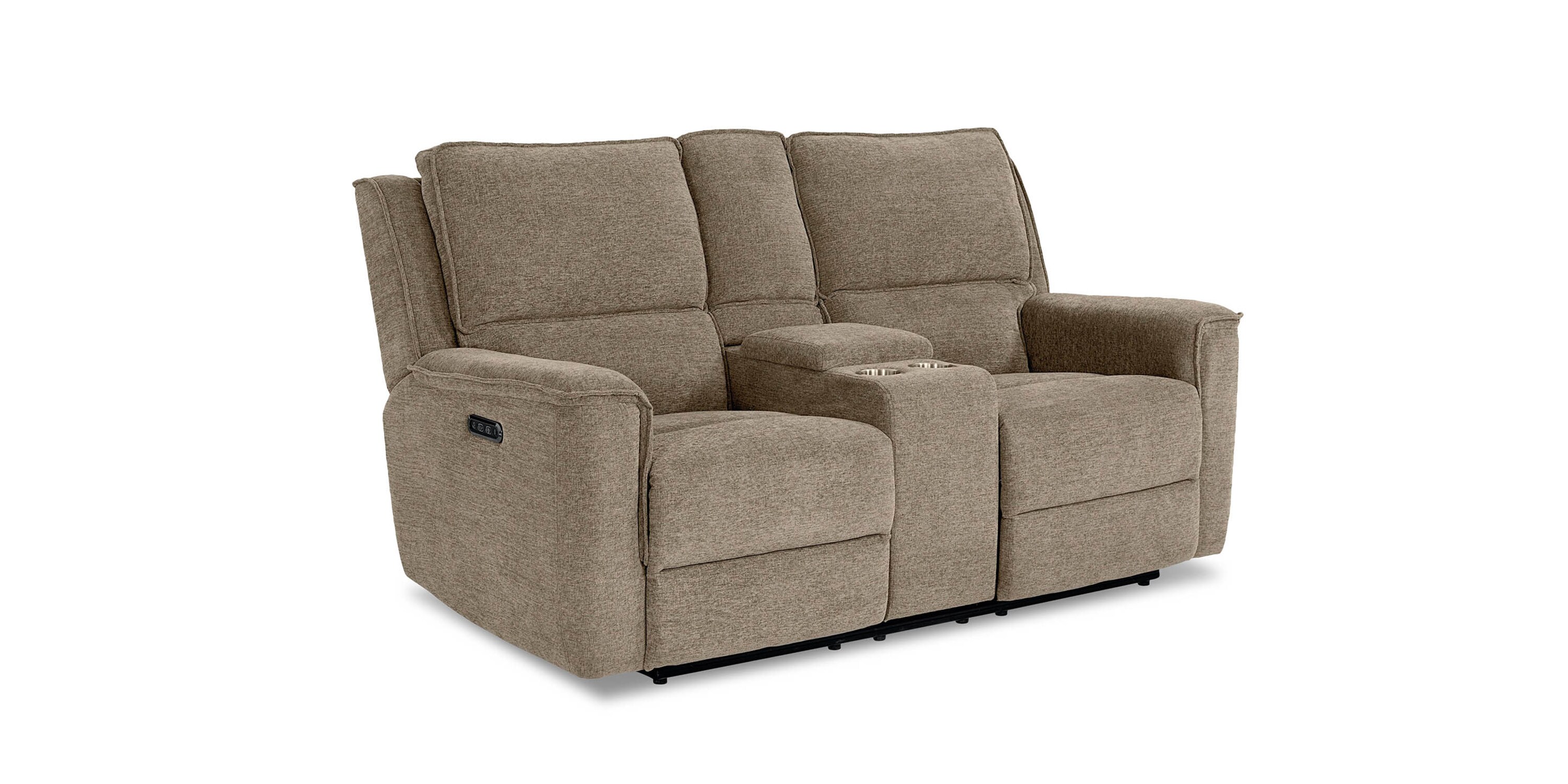 Calvin Power Reclining Loveseat with Center Console | Bassett Furniture