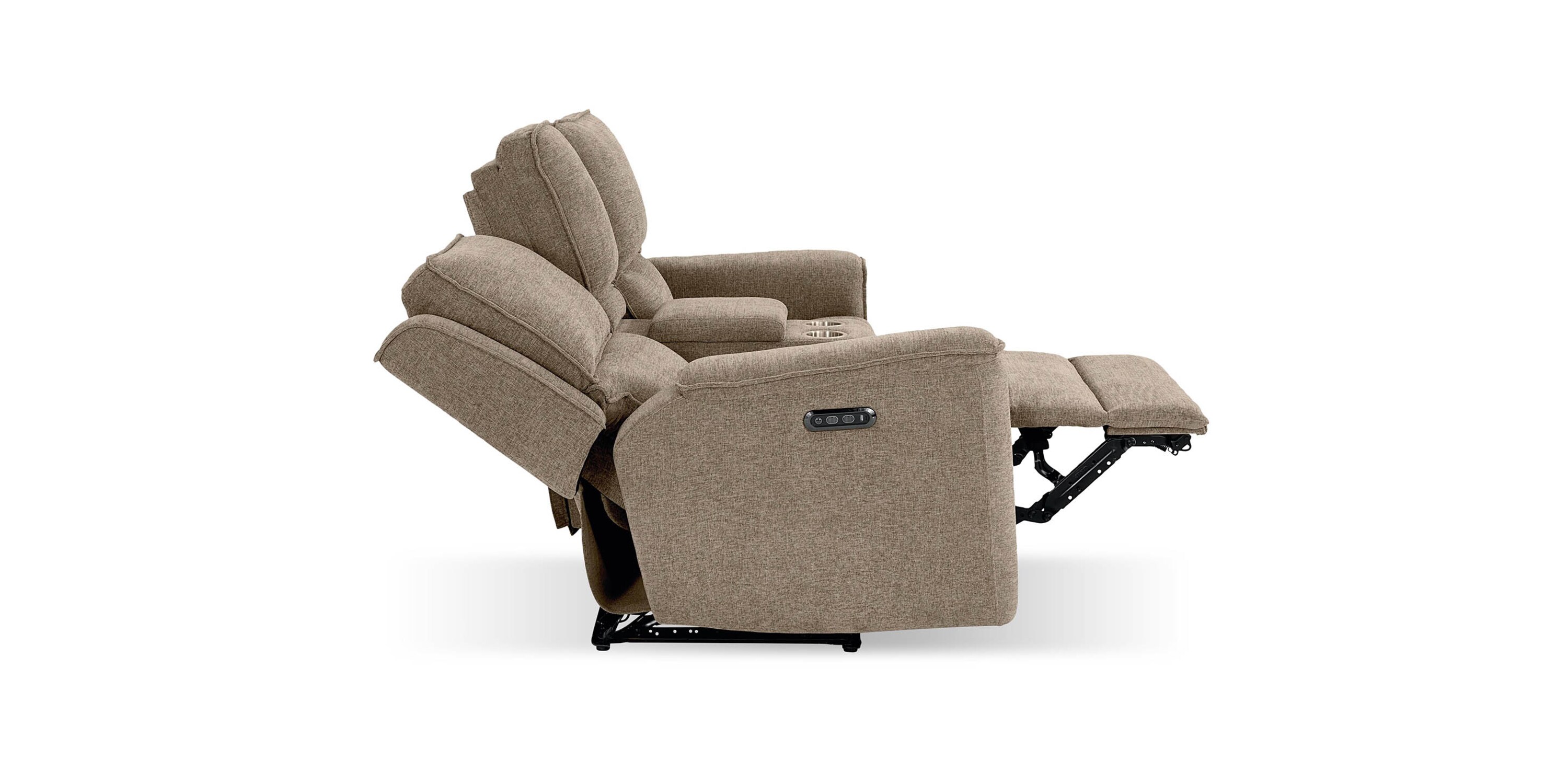 Calvin Power Reclining Loveseat with Center Console | Bassett Furniture