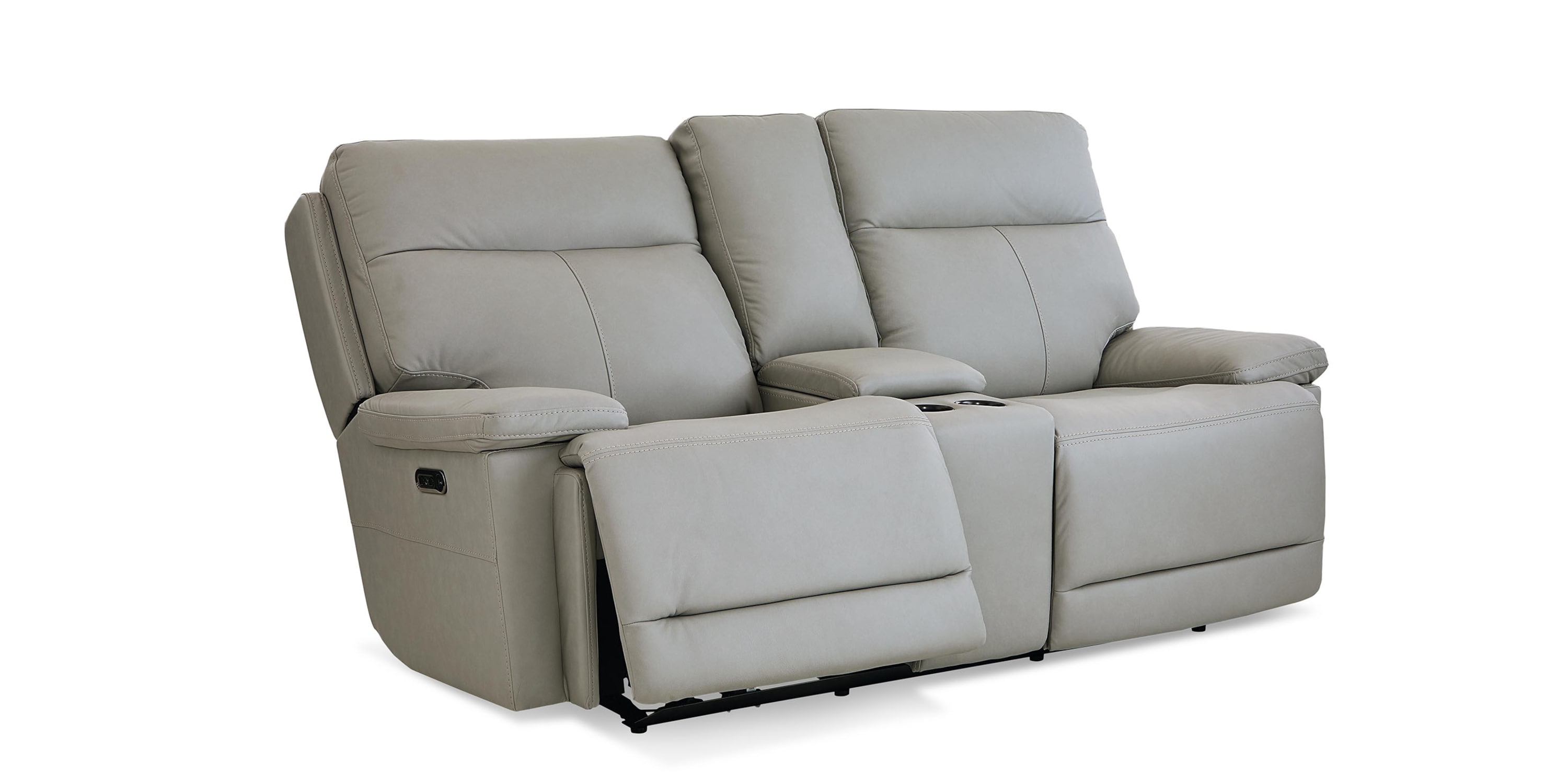 Fletcher Leather Power Reclining Loveseat with Center Console | Bassett ...