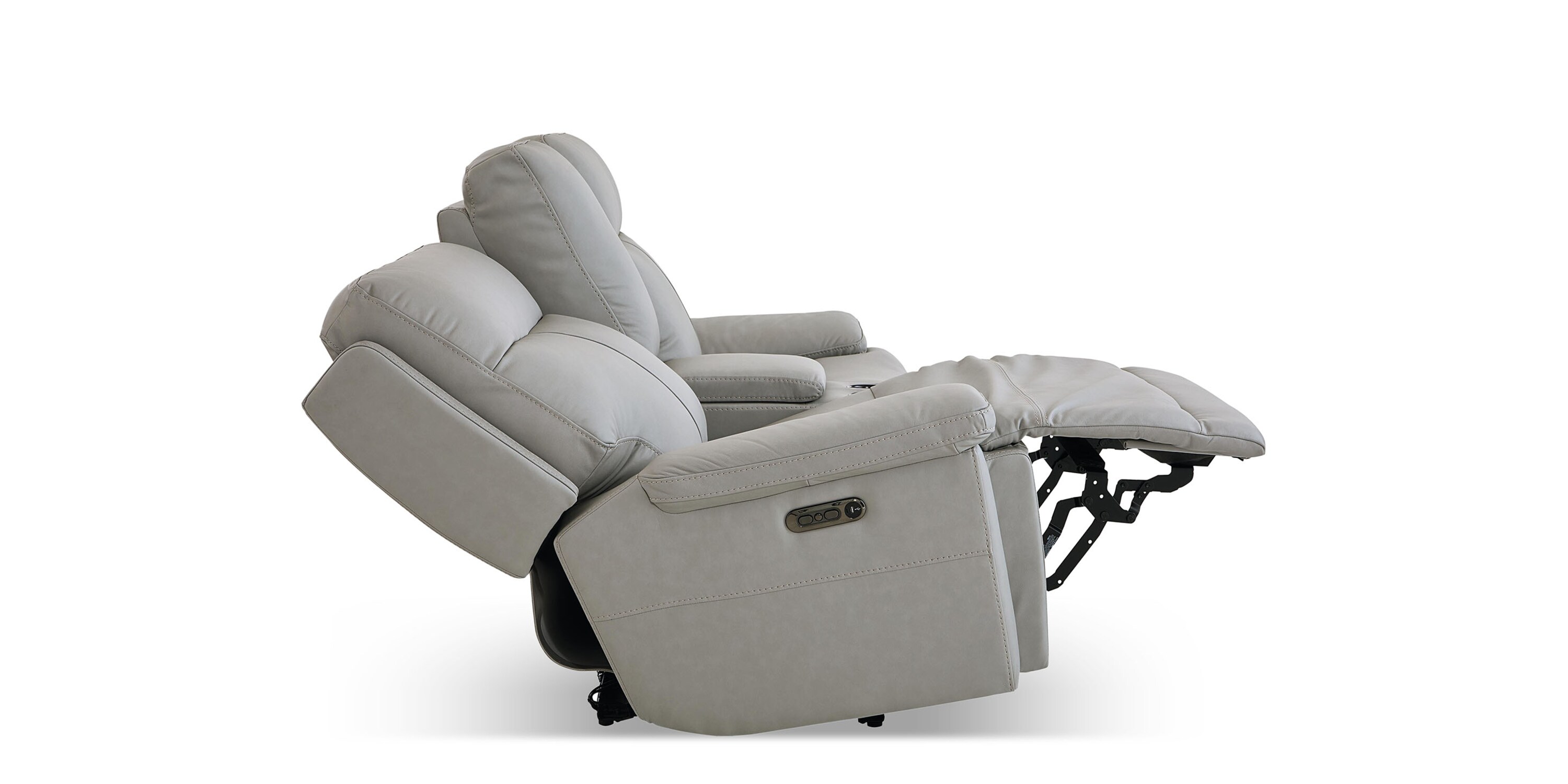 Fletcher Leather Power Reclining Loveseat with Center Console | Bassett ...