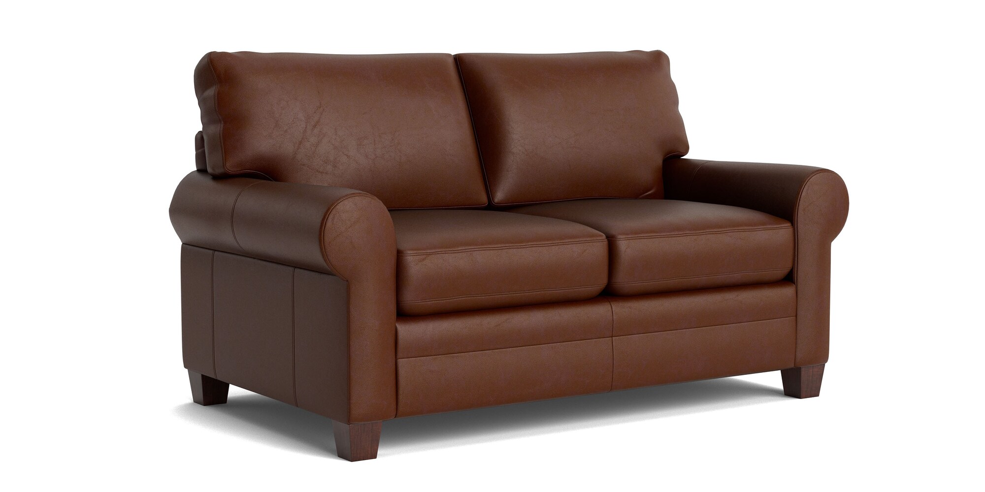 Carolina Leather Roll Arm Loveseat | Bassett Furniture