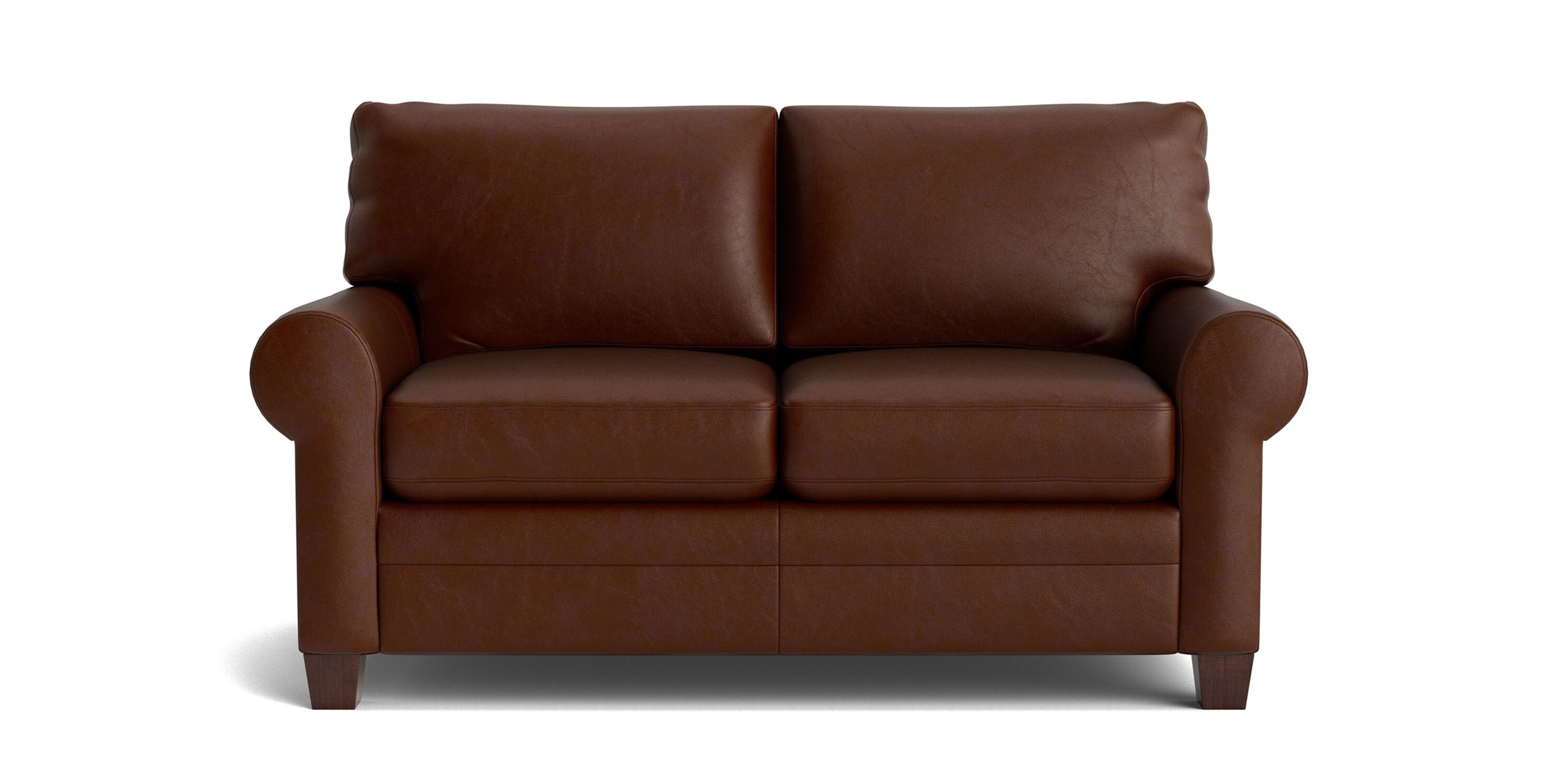 Carolina Leather Roll Arm Loveseat | Bassett Furniture