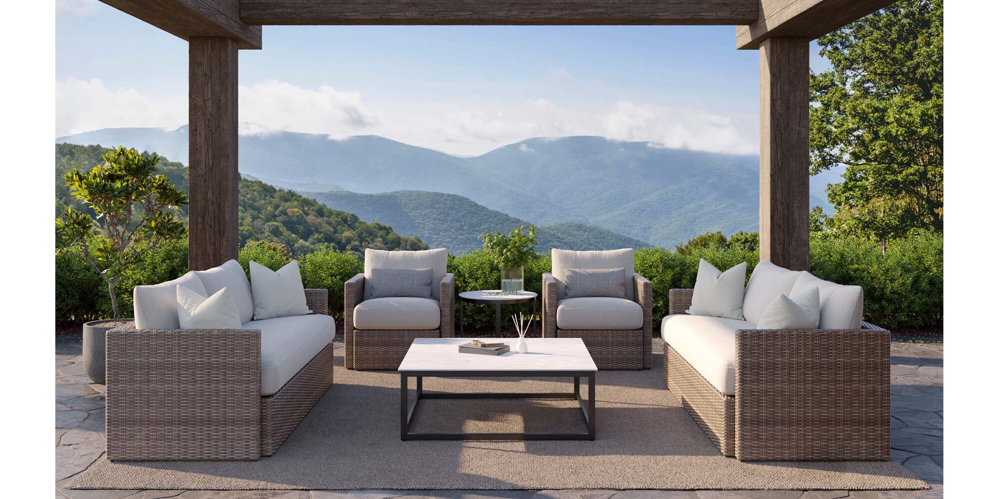 Ashford Outdoor Bench Sofa | Bassett Furniture