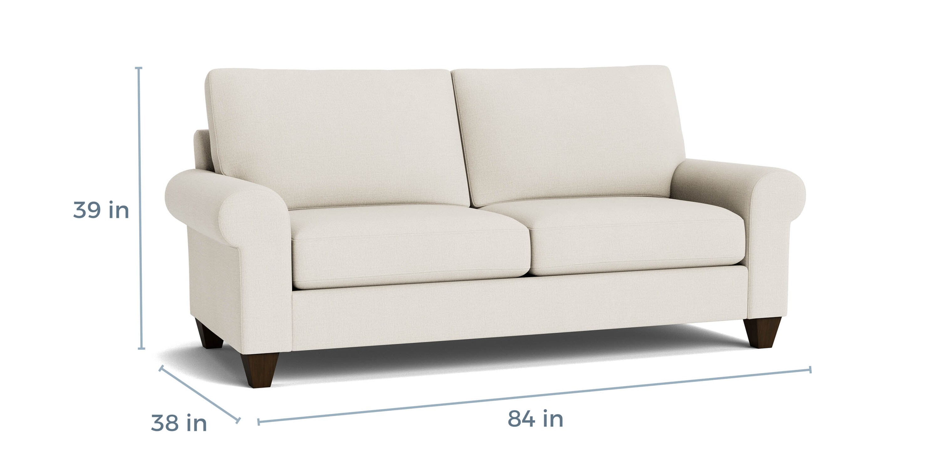 True Custom® Large Roll Arm Studio Sofa | Bassett Furniture