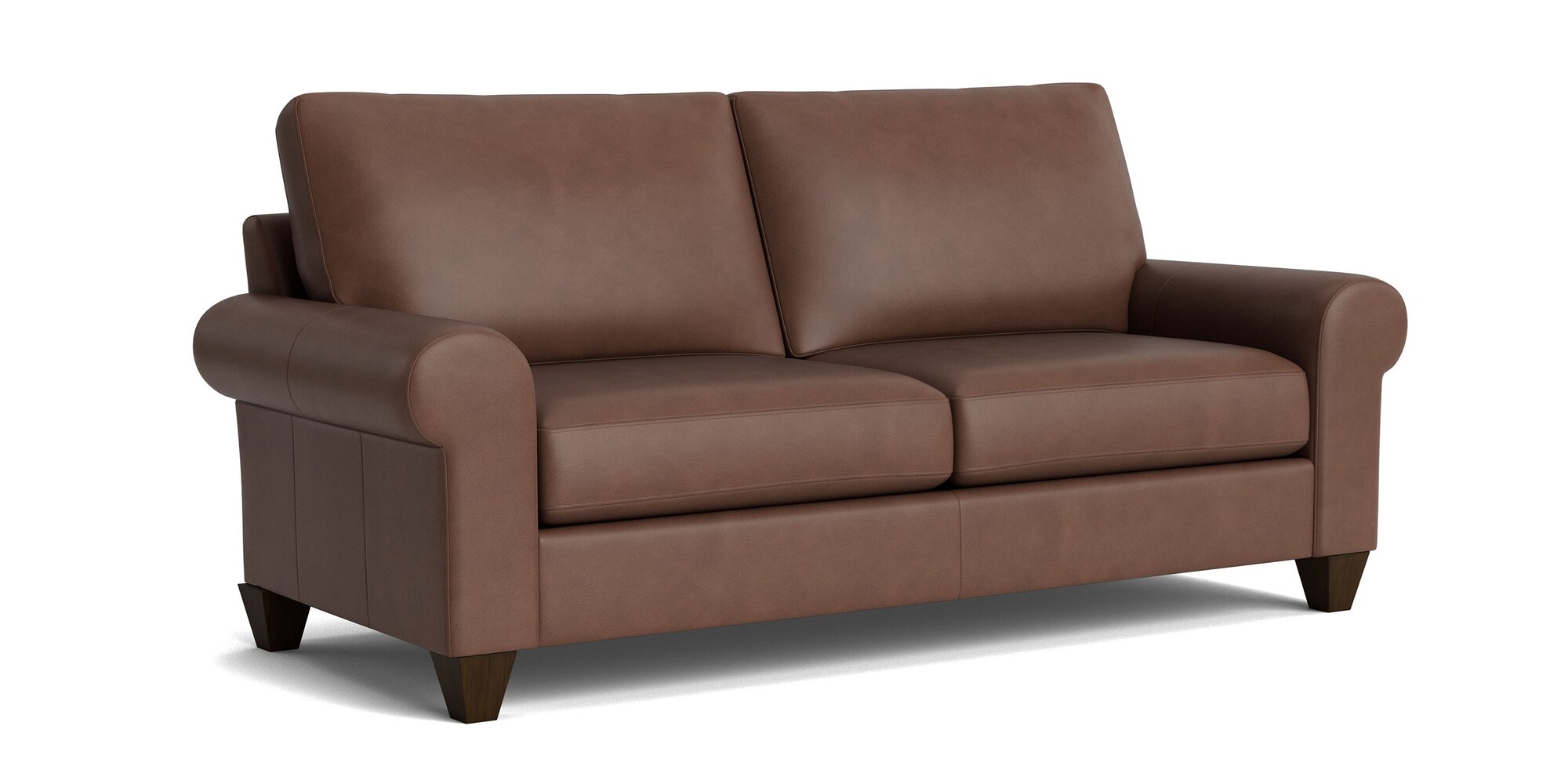True Custom® Leather Large Roll Arm Studio Sofa | Bassett Furniture