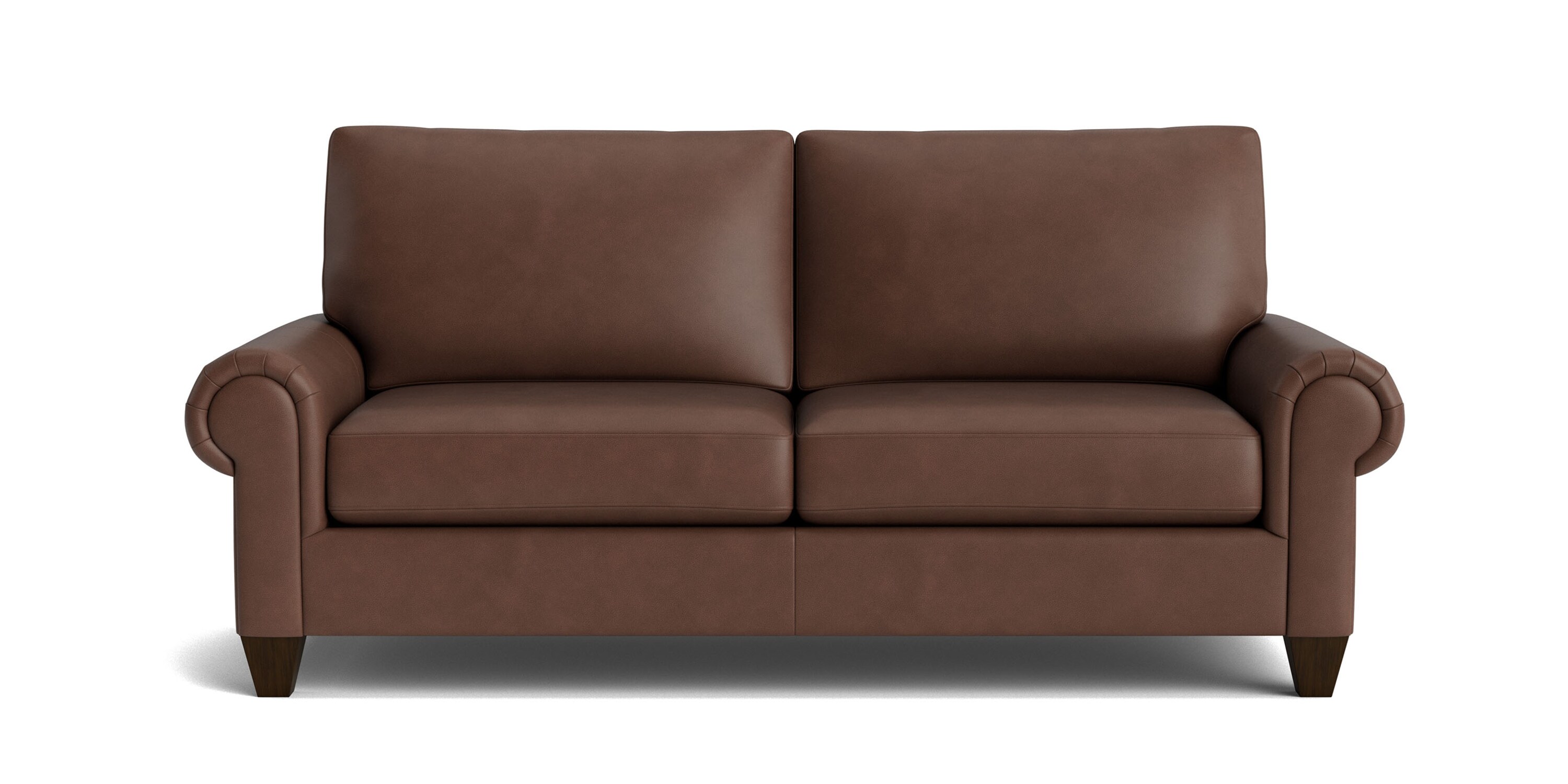 True Custom® Leather Large Panel Arm Studio Sofa | Bassett Furniture