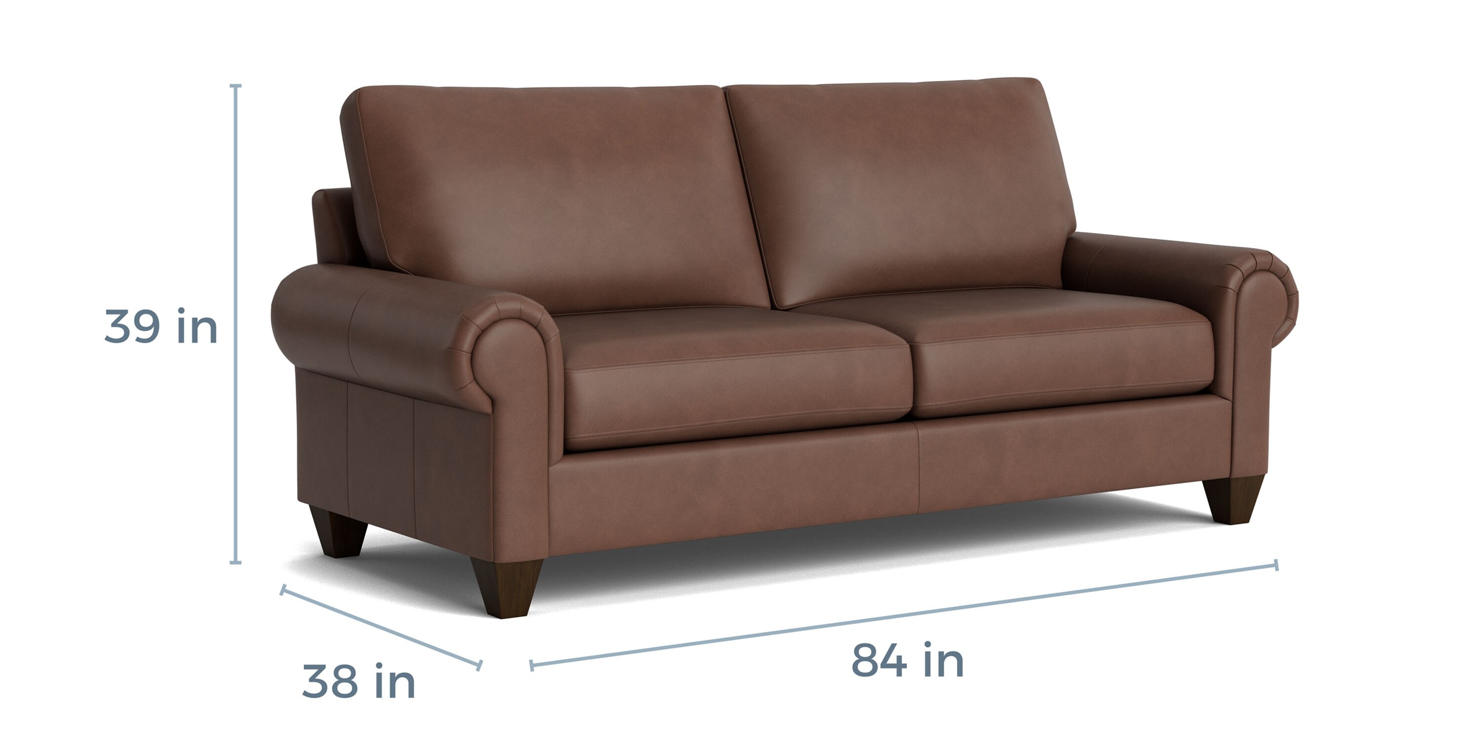 True Custom® Leather Large Panel Arm Studio Sofa | Bassett Furniture