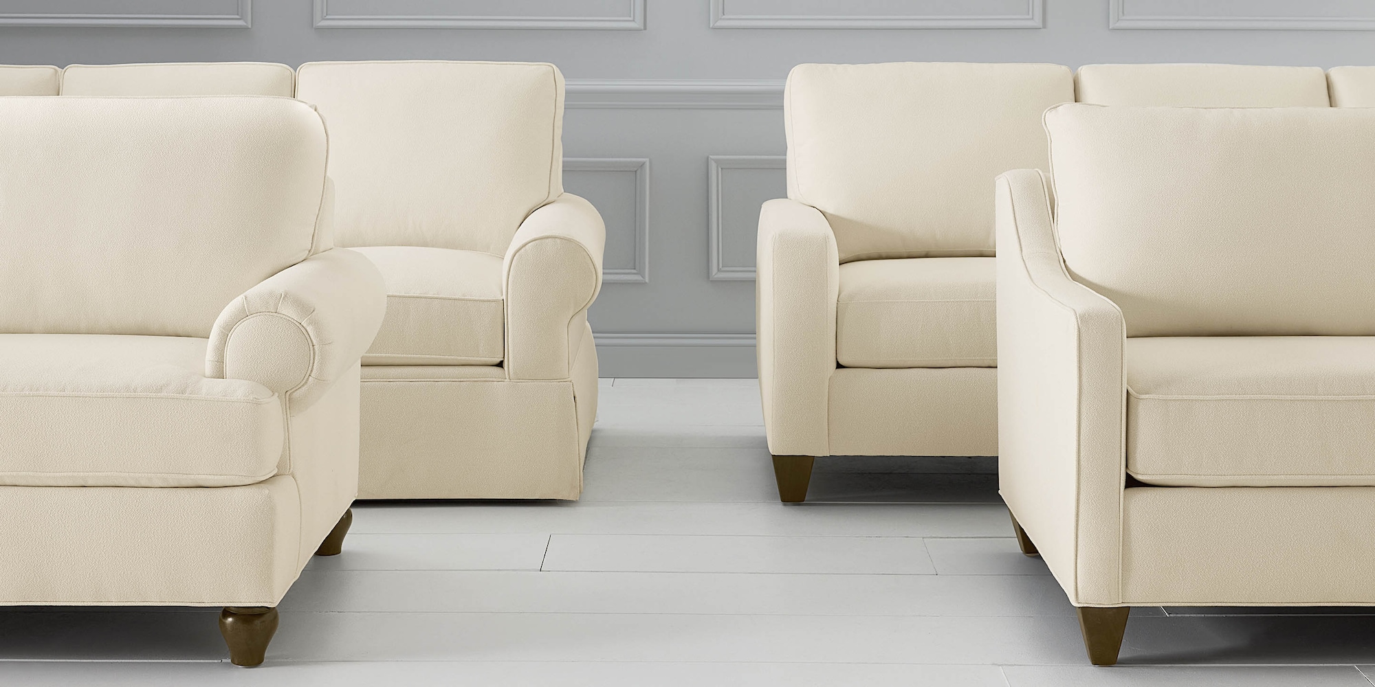 True Custom® Large Roll Arm Studio Sofa | Bassett Furniture