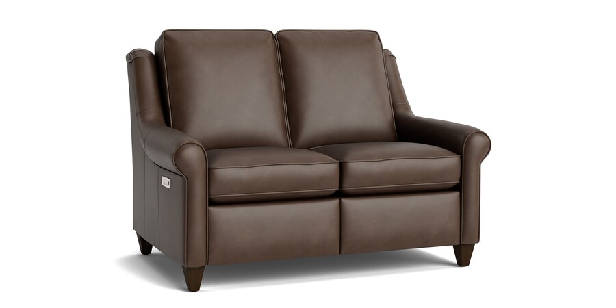 Magnificent Motion Leather Roll Arm Reclining Loveseat | Bassett Furniture