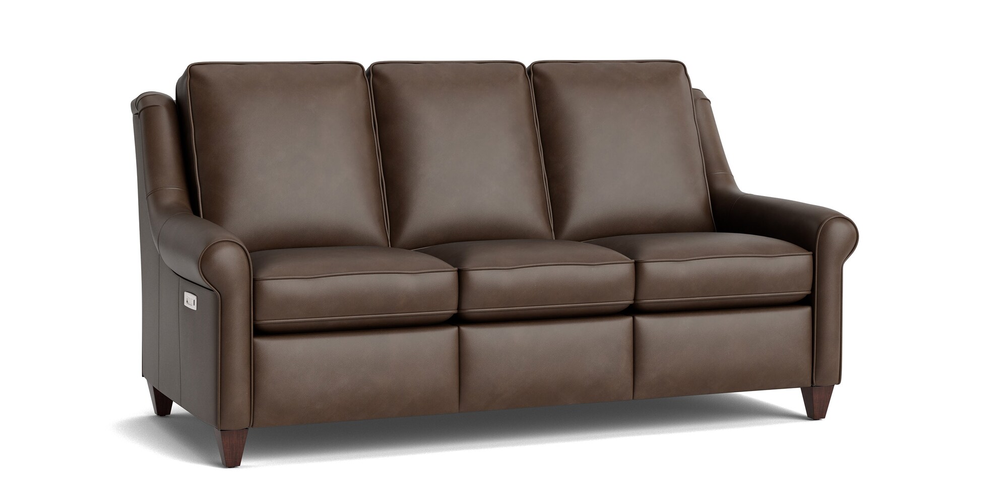 Magnificent Motion Leather Roll Arm Reclining Sofa | Bassett Furniture